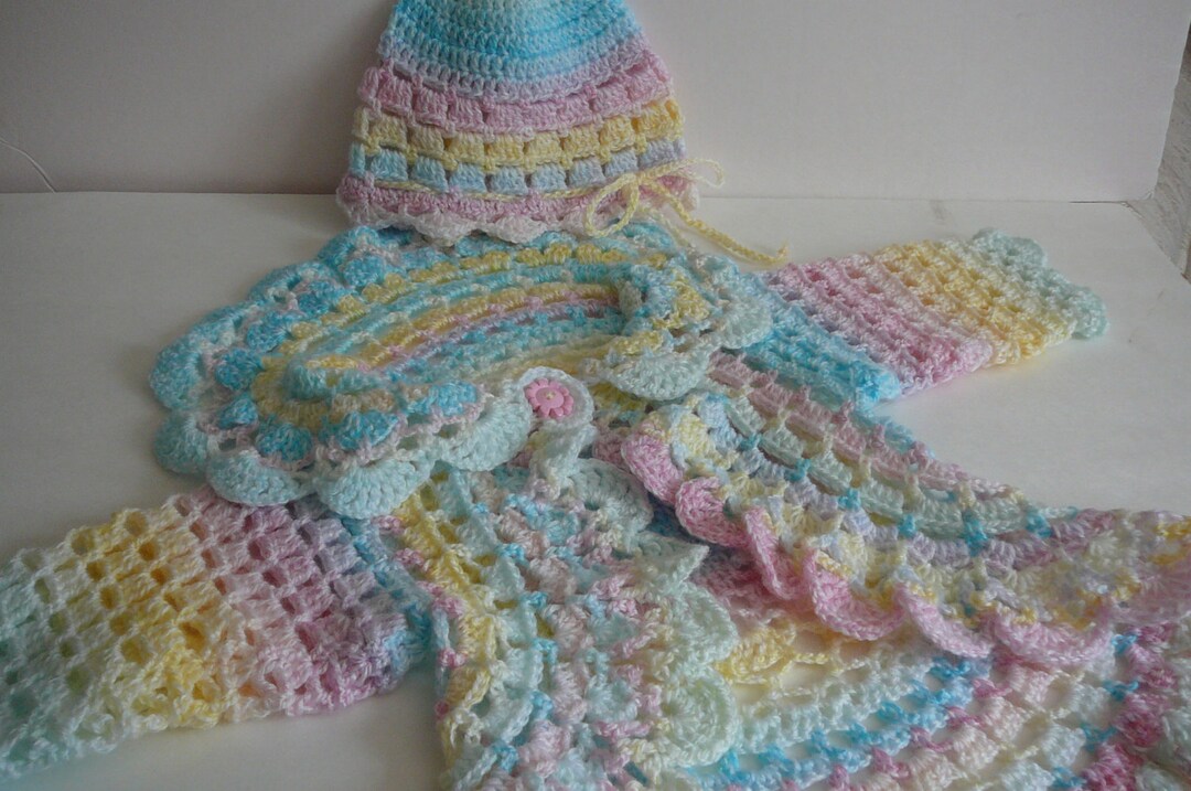 READY TO SHIP Crocheted Frilly Coat and Hat/tddler Girl/pink/acrylic ...