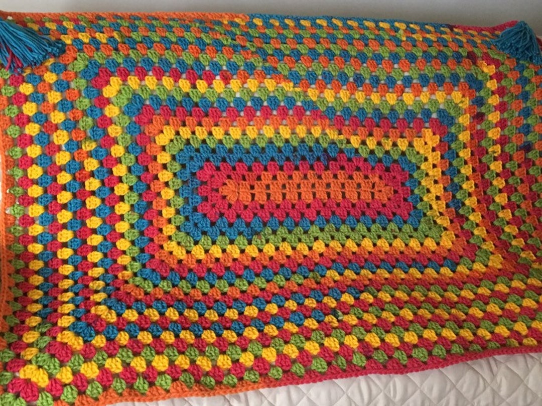 READY TO SHIP ~ Handmade Granny Rectangle Crochet Afghan ~ Multicolored ...