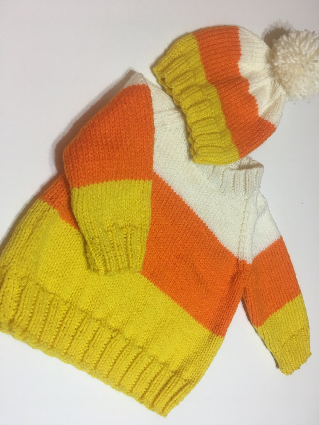 READY TO SHIP Handmade Knit Halloween Candy Corn Sweater and - Etsy