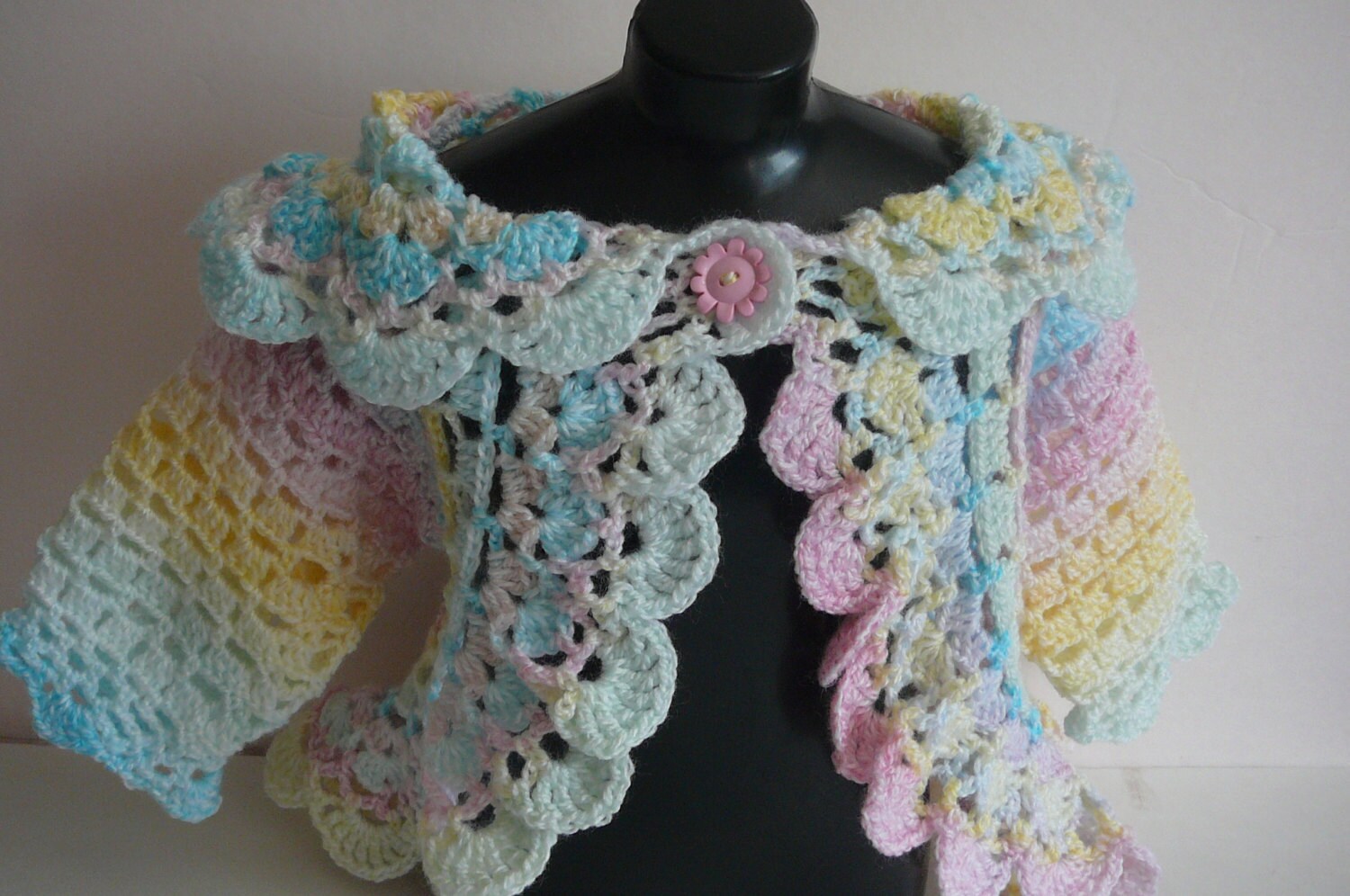 READY TO SHIP Crocheted Frilly Coat and Hat/tddler Girl/pink/acrylic ...