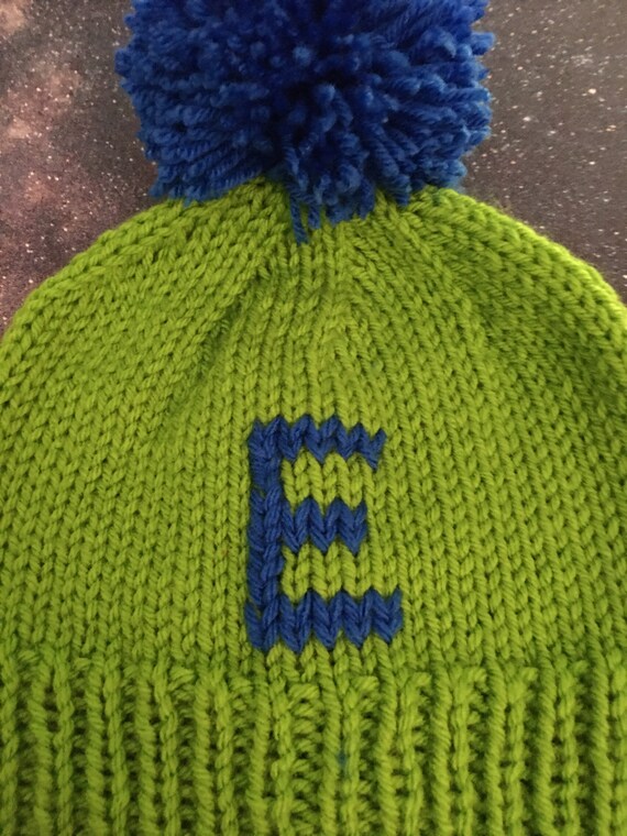 MADE TO ORDER Handmade Knit Monogram Pom Pom Hat Toddler - Etsy