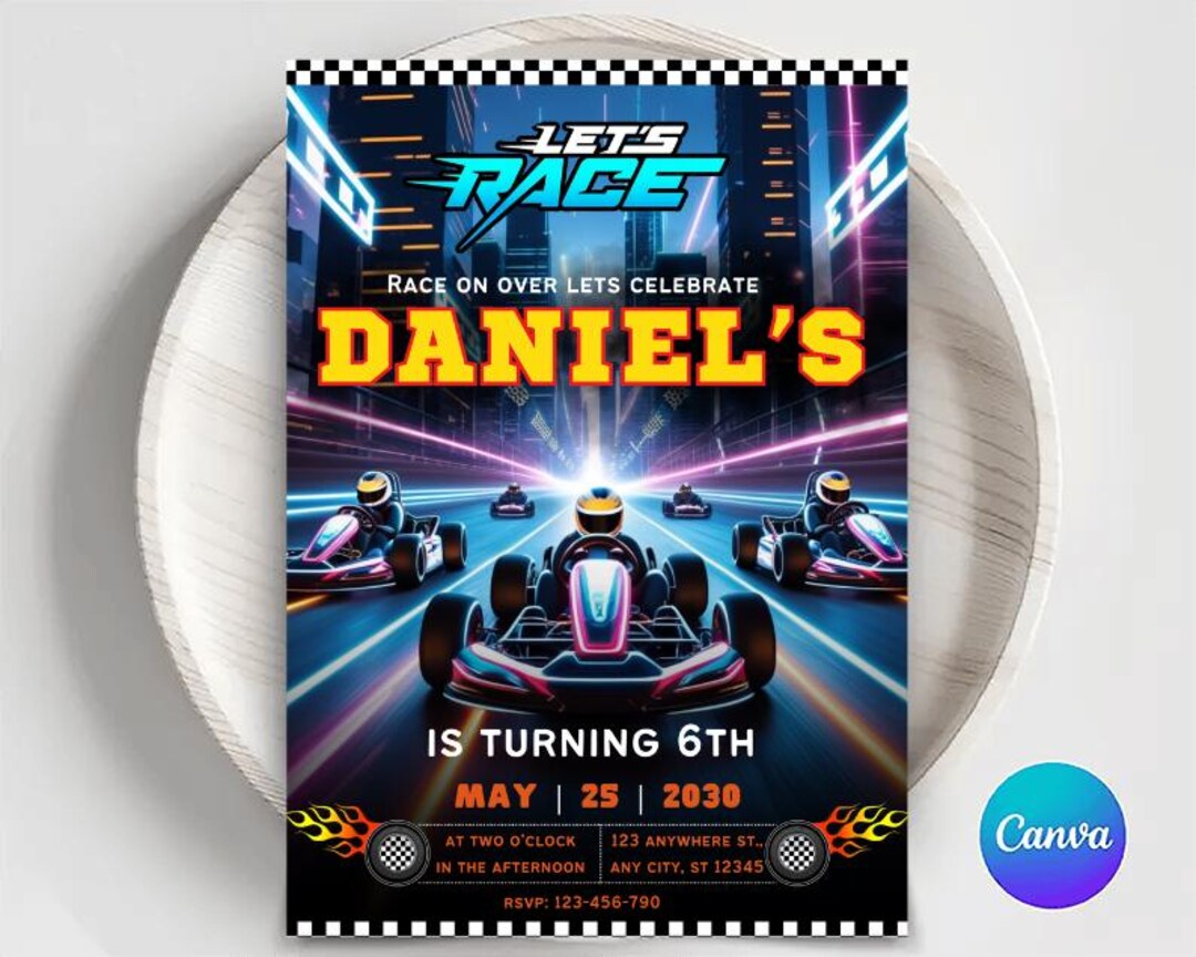 Race Car Birthday Invitation, Race Car Invitation, Race Car Party ...