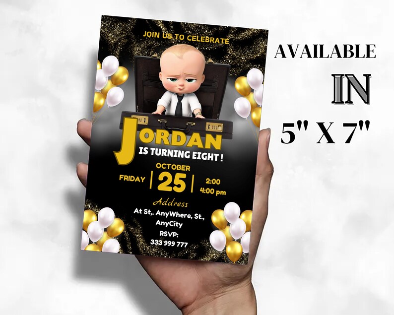 Editable Baby Boss Birthday Invitation Boss Baby Party Invitation ...