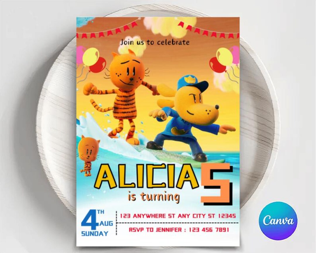 Dogman Invitation Template V3 for Birthday Party | Editable Printable ...