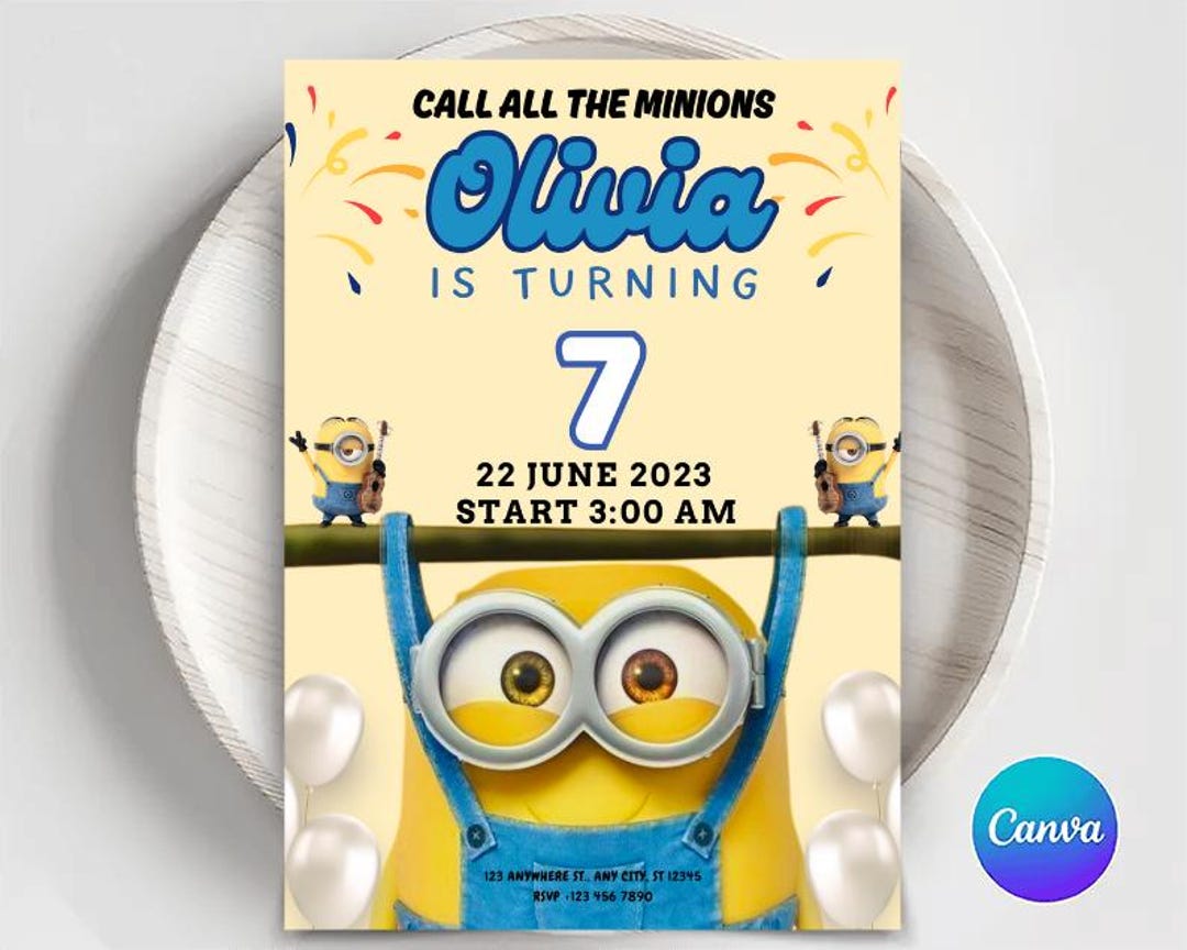 Minion Editable Birthday Invitation, Glow Party Birthday Invitation ...