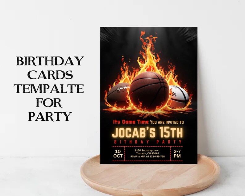 Editable Sports Birthday Invitation, Event Sports Theme Invite, Sport ...