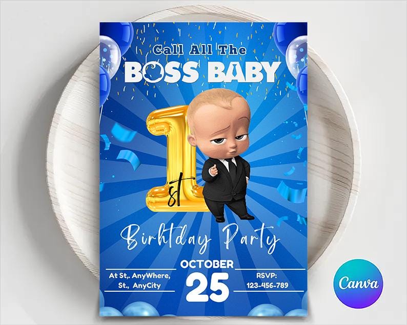 Editable Baby Boss Birthday Invitation Boss Baby Party Invitation ...