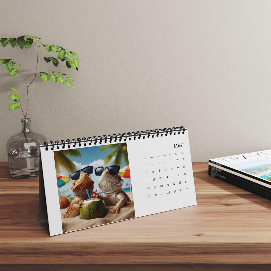 Calendar, Bearded Dragons 2025 Desktop Calendar, 12-month Cute Reptile ...