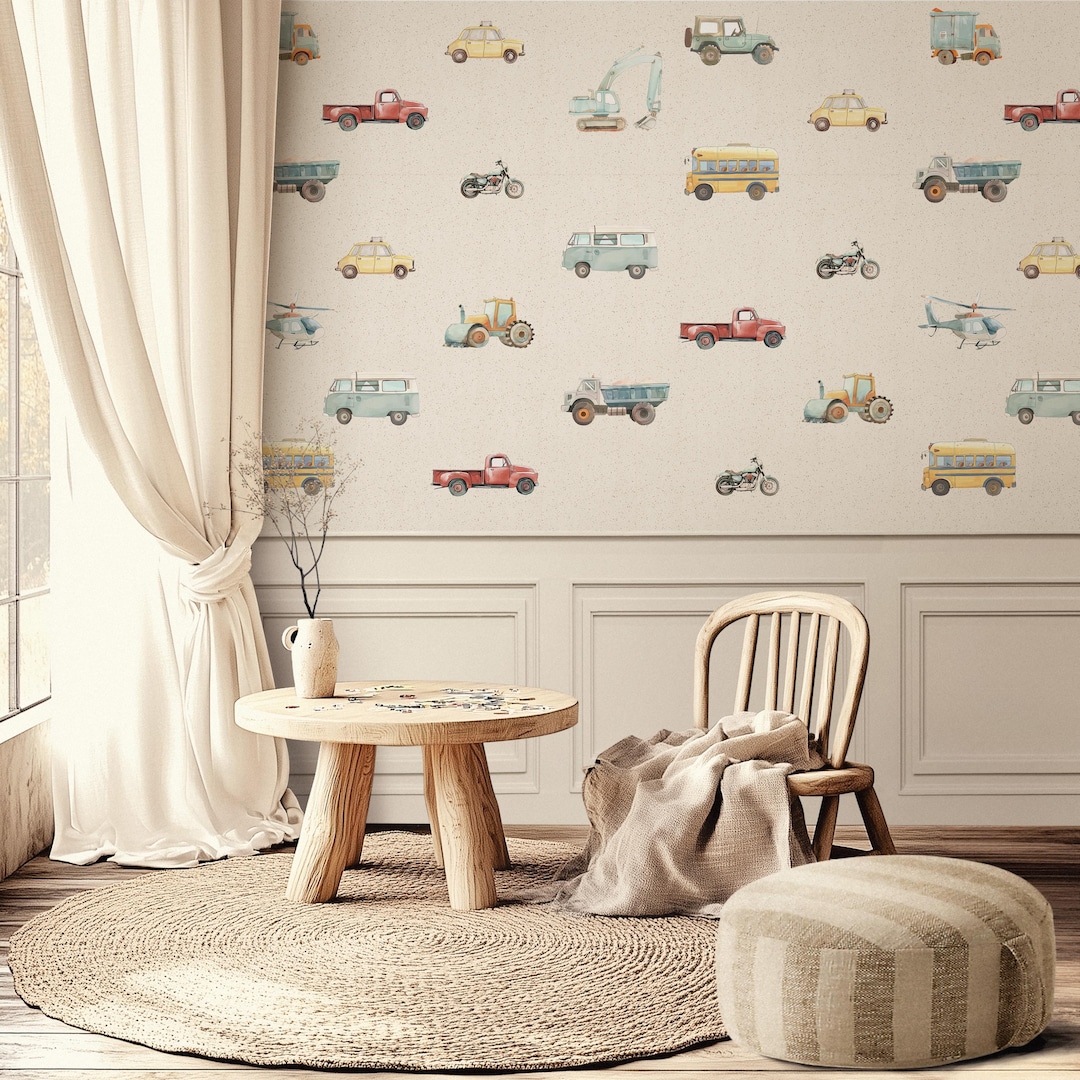 Boy Room Wallpaper Cars, Car Wallpaper Kids, Kids Bedroom Wallpaper Car ...