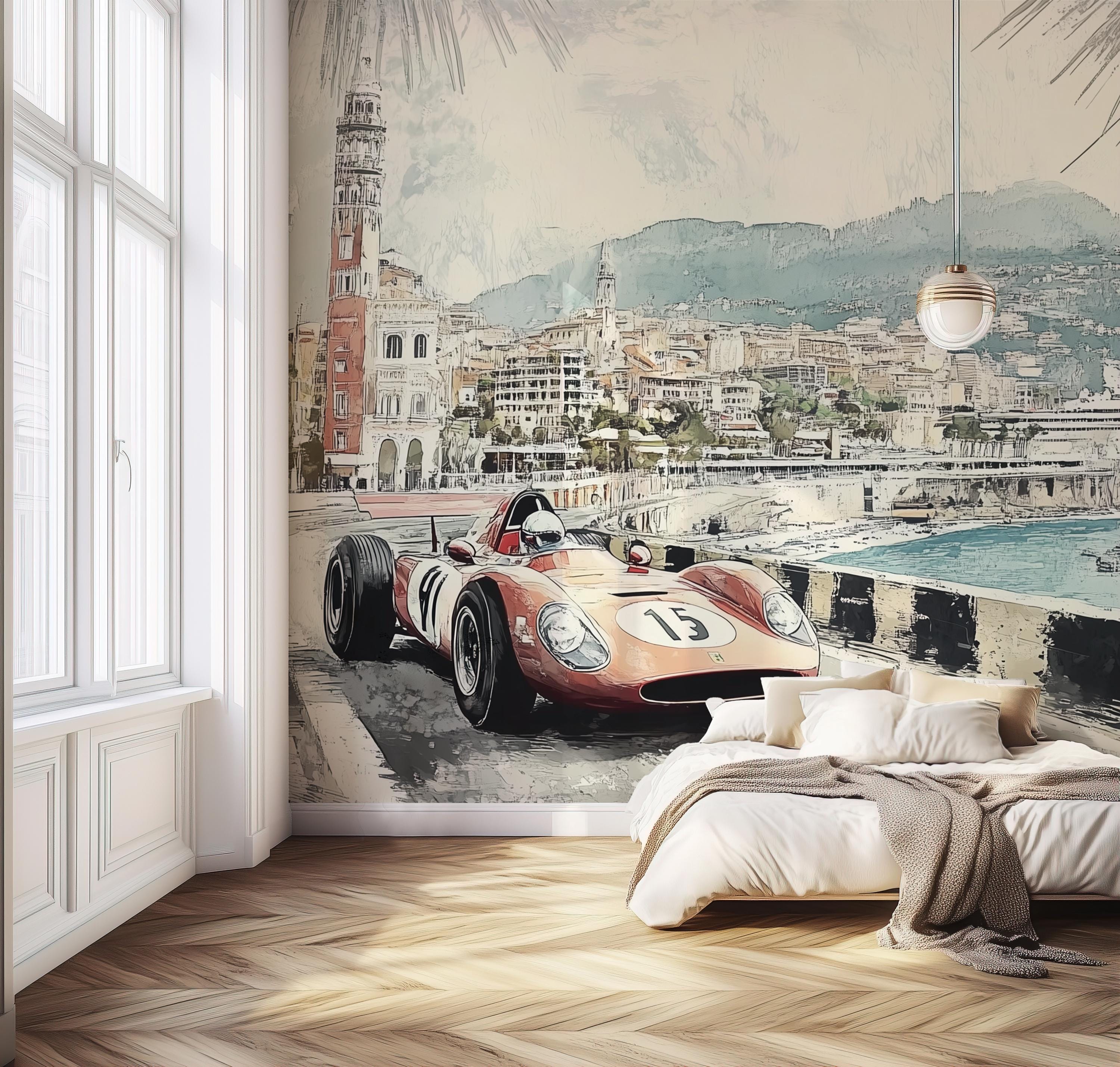 Monaco Grand Prix Kids Wallpaper: Peel and Stick Racing Car Mural - Etsy
