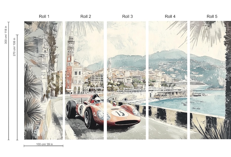 Monaco Grand Prix Kids Wallpaper: Peel and Stick Racing Car Mural - Etsy