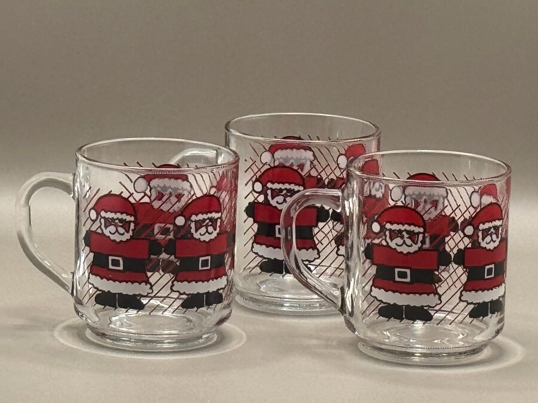 Vintage Santa Claus Mugs by Luminarc Set of 3 - Etsy