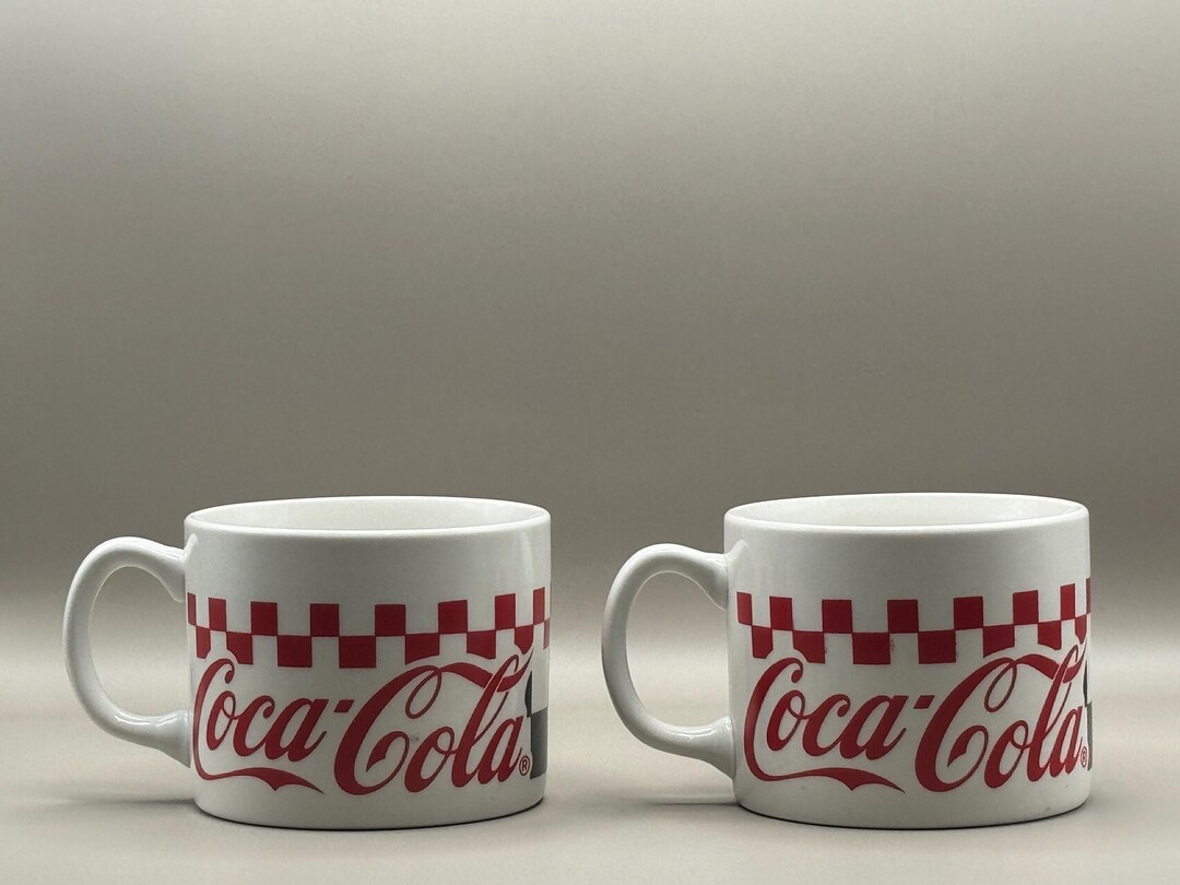 Vintage 1996 Coca Cola Red Checkered Soup or Coffee Mug Set of 2 by ...