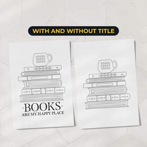Book Themed Coloring Page, Gift Ideas for Book Lovers, Mindfulness ...