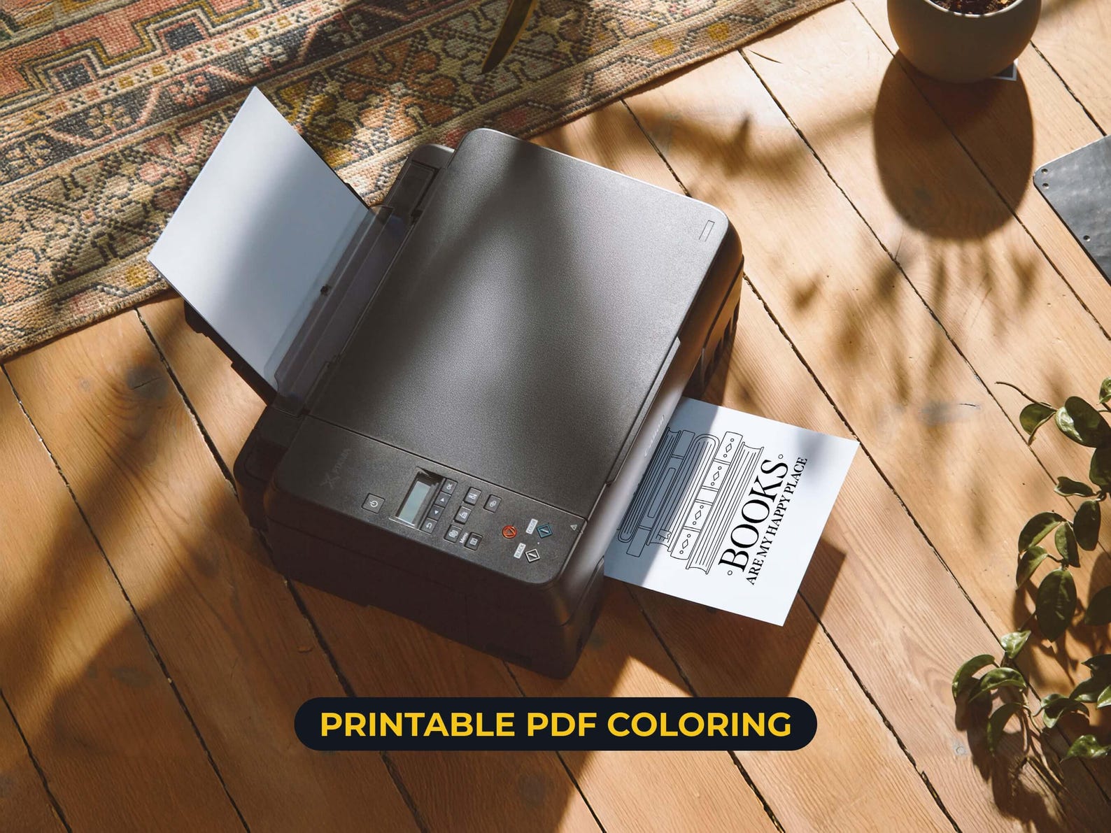 Book Themed Coloring Page, Gift Ideas for Book Lovers, Mindfulness ...