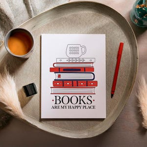 Book Themed Coloring Page, Gift Ideas for Book Lovers, Mindfulness ...