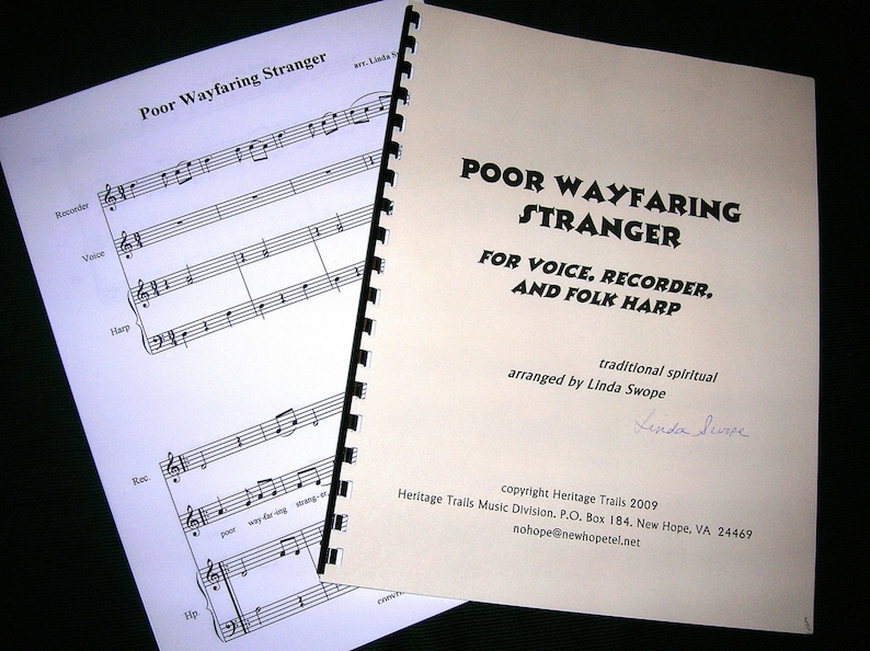 Original Sheet Music - Poor Wayfaring Stranger, Easy Arrangement for ...