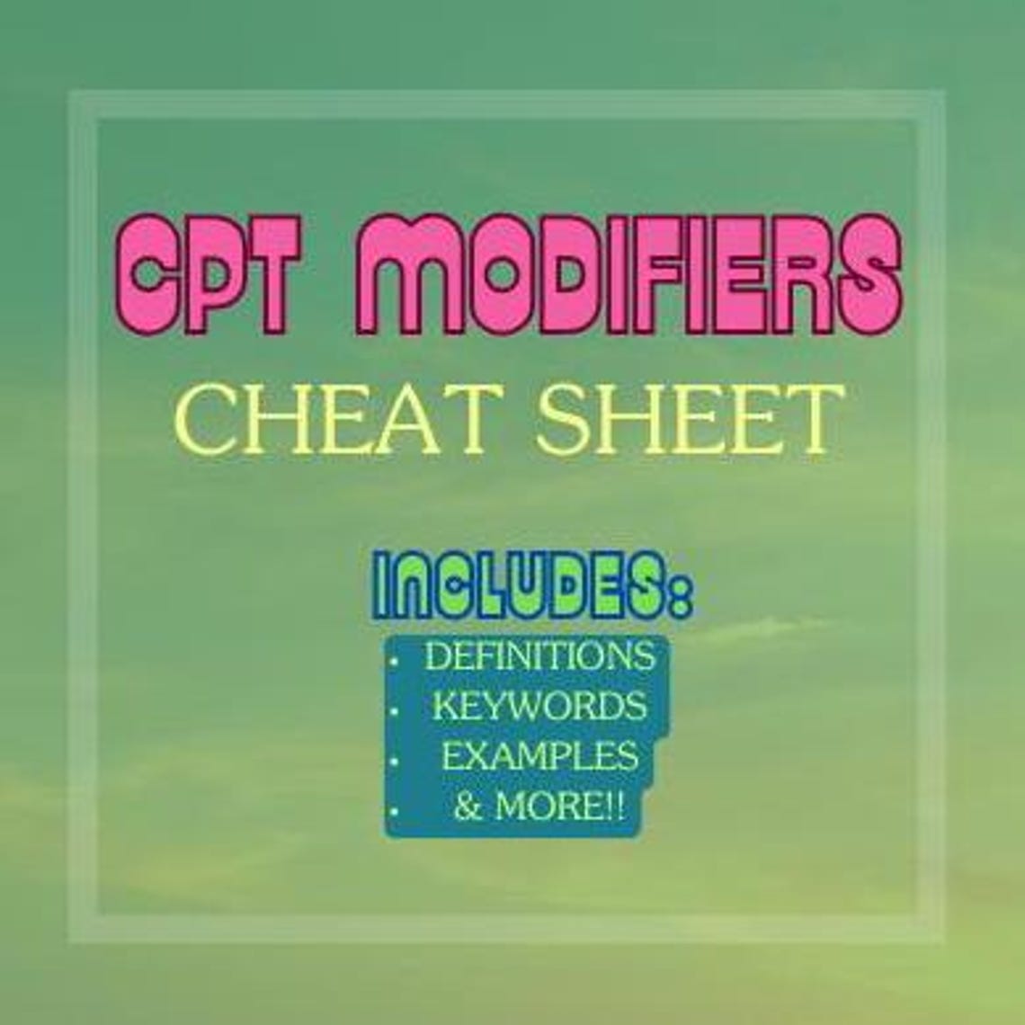 CPT MODIFIERS "cheat Sheet" - Etsy
