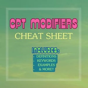 CPT MODIFIERS "cheat Sheet" - Etsy