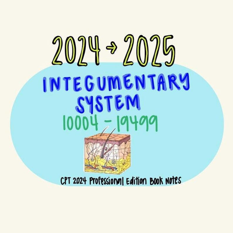 CPT Surgery / INTEGUMENTARY System Book Notes (2025 - UPDATED) - Etsy