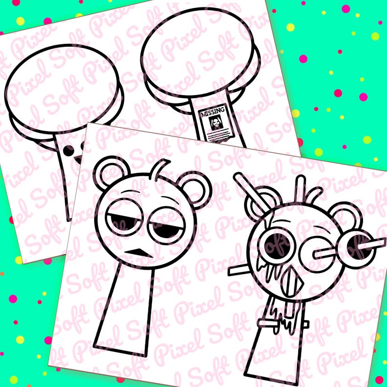 8 Incredibox Sprunki Coloring Pages Horror Pinki Sky Blue Gardnold ...