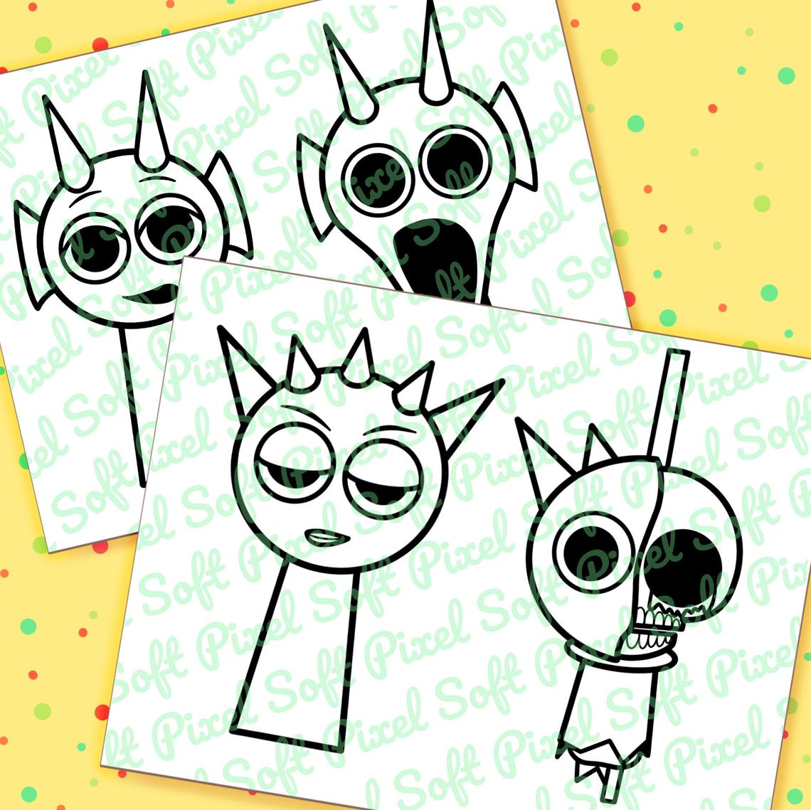 8 Incredibox Sprunki Coloring Pages for Kids Vineria Oren Jevin Sky ...