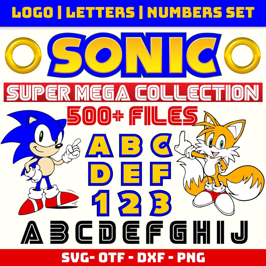 Sonic Birthday Letters SVG Cricut Layered Font Sonic Baby Font OTF DIY ...