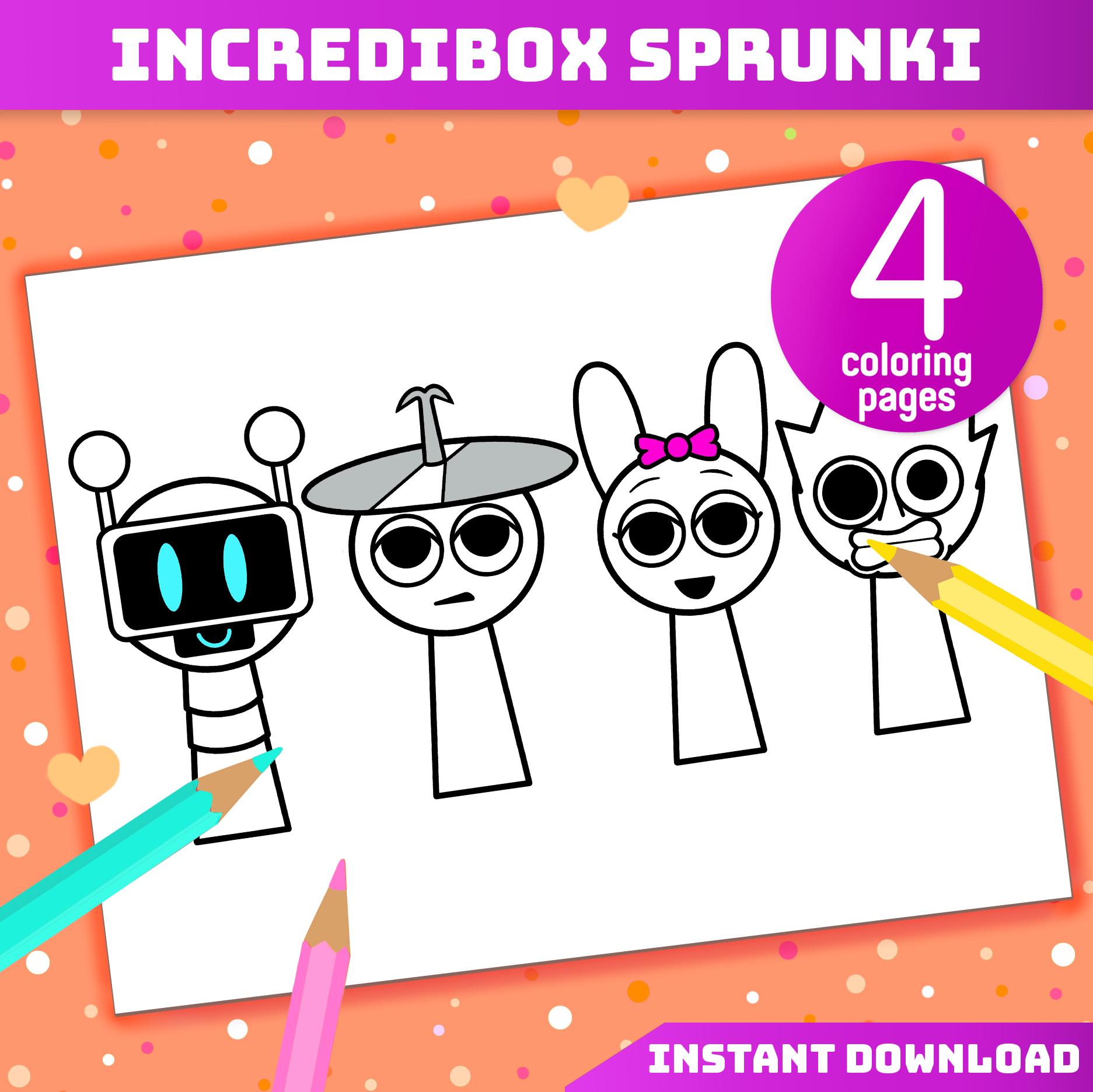 4 Incredibox Sprunki Coloring Pages for Kids 14 Characters Pinki Raddy ...
