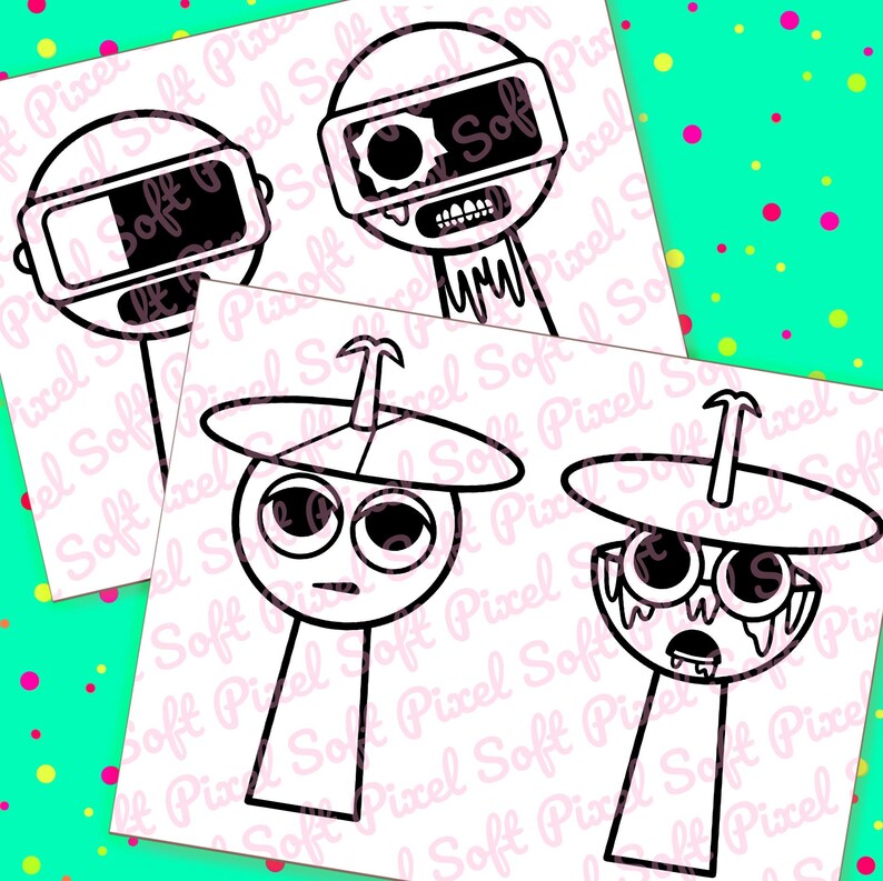 8 Incredibox Sprunki Coloring Pages Horror Pinki Sky Blue Gardnold ...