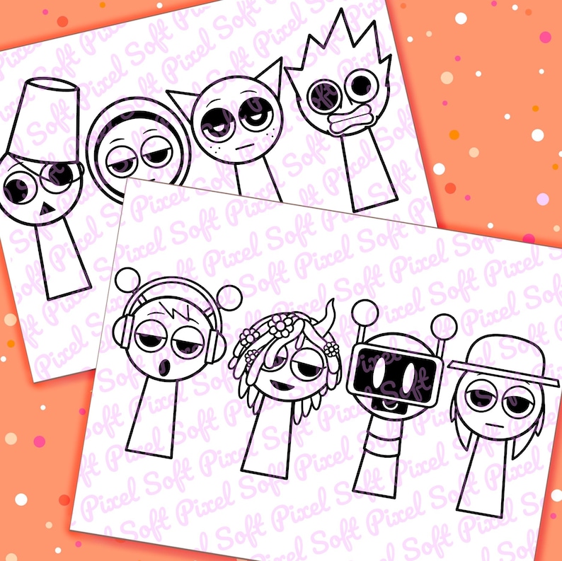 4 páginas para colorear de Sprunki de Incredibox para niños / 14 ...