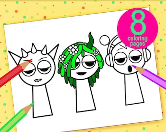 4 Incredibox Sprunki Coloring Pages for Kids 14 Characters Pinki Raddy ...