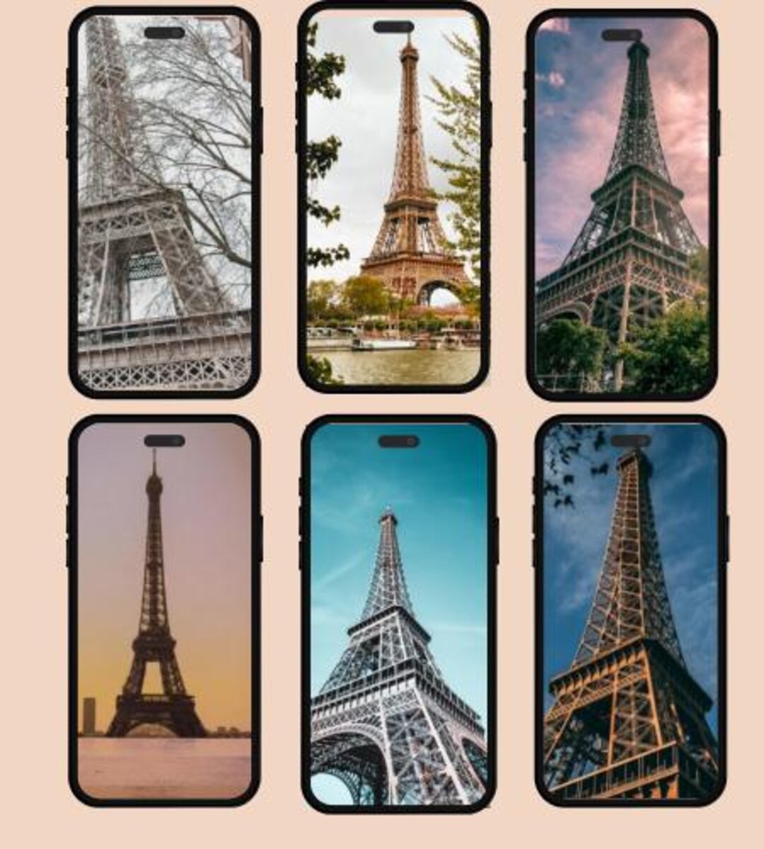 Eiffel Tower Paris Phone Wallpapers, French Phone Backgrounds Set of ...