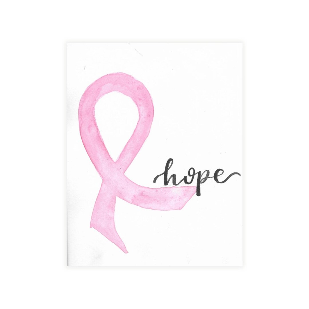 Breast Cancer Card, Pink Ribbon Watercolor Hope, A2 - Etsy