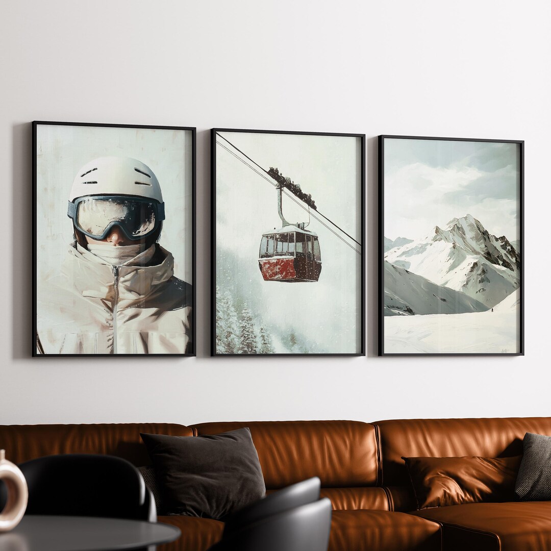Set of 3 Snowboard Ski Wall Art Digital Prints Modern Winter Sports ...