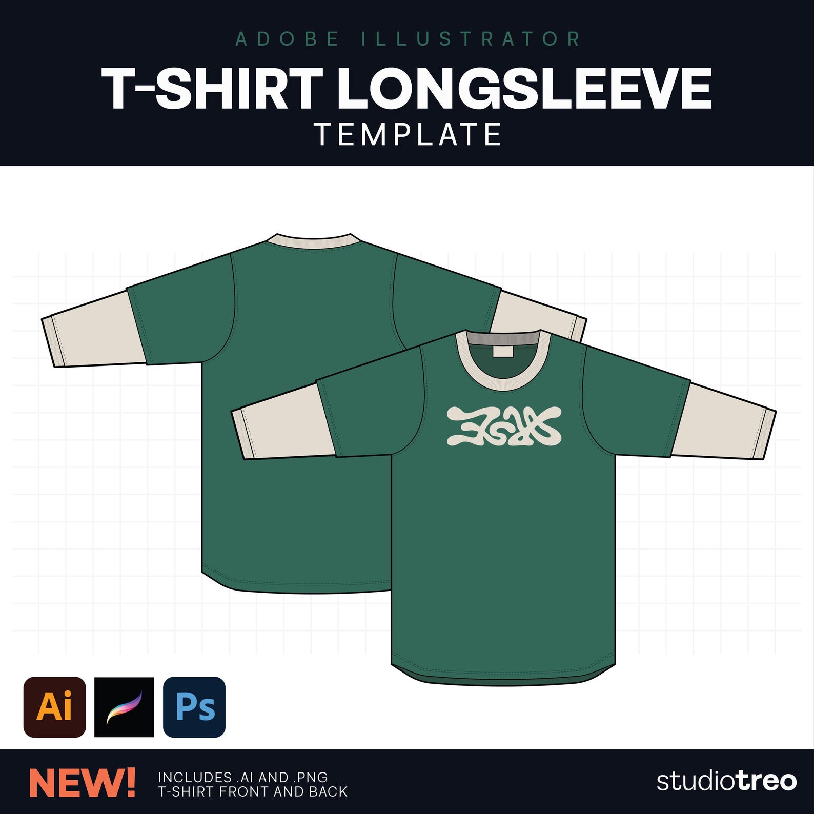 Editable Long Sleeve T-shirt Vector Mockup | Design Template ...