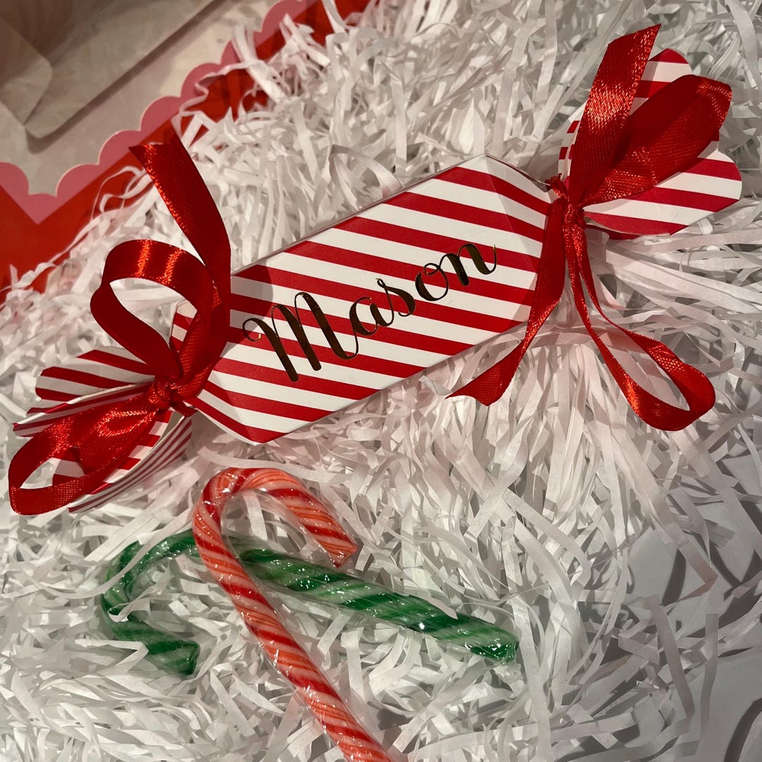 Christmas Cracker Fillable Cracker Red Striped Cracker Personalised ...