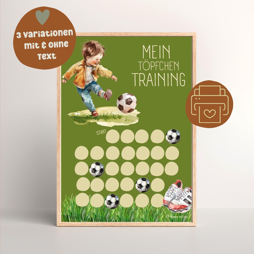 Potty Training Football Reward Chart Kids Progress Chart Football Theme ...