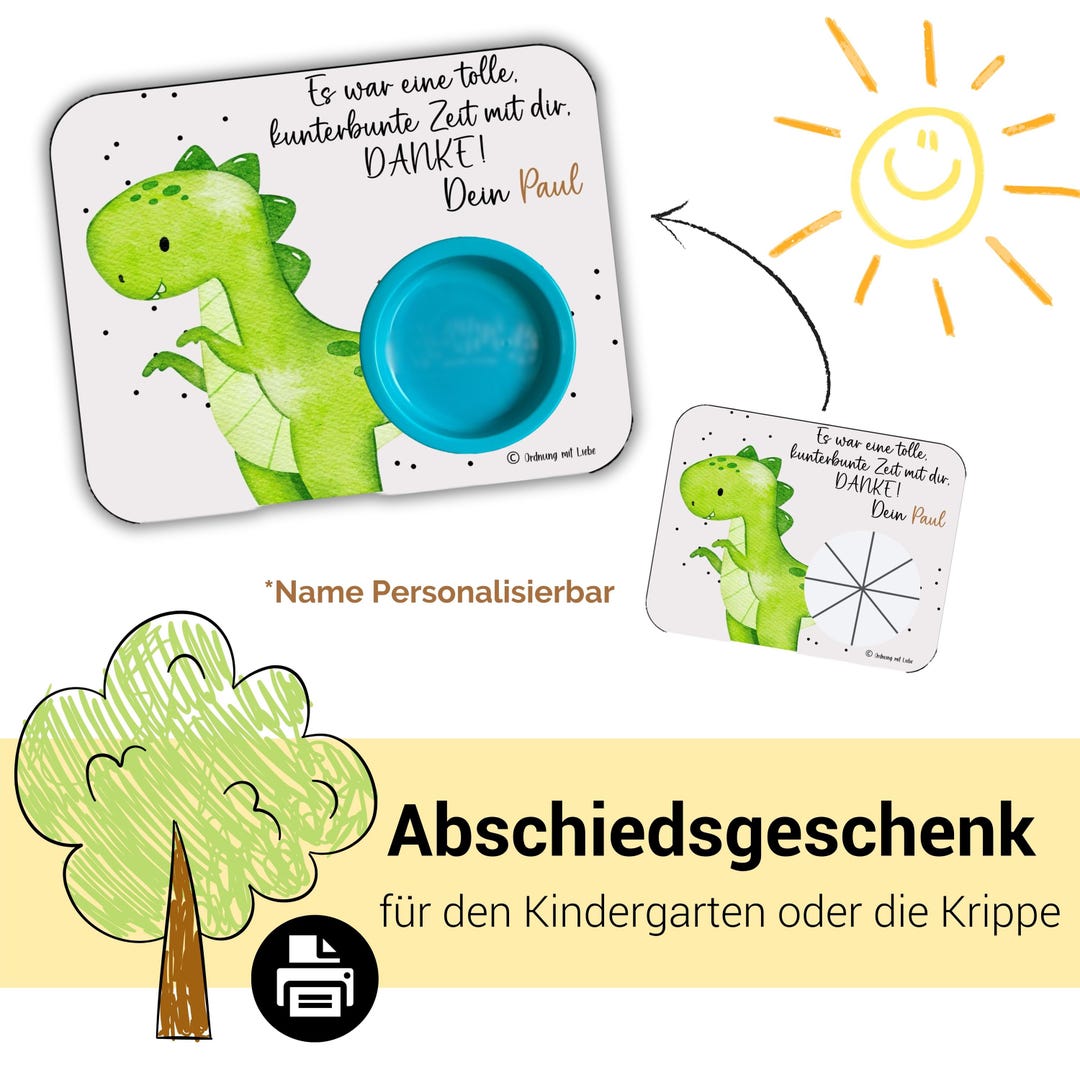 Personalizable Farewell Card Farewell Gift With Dinosaur & Play Dough ...