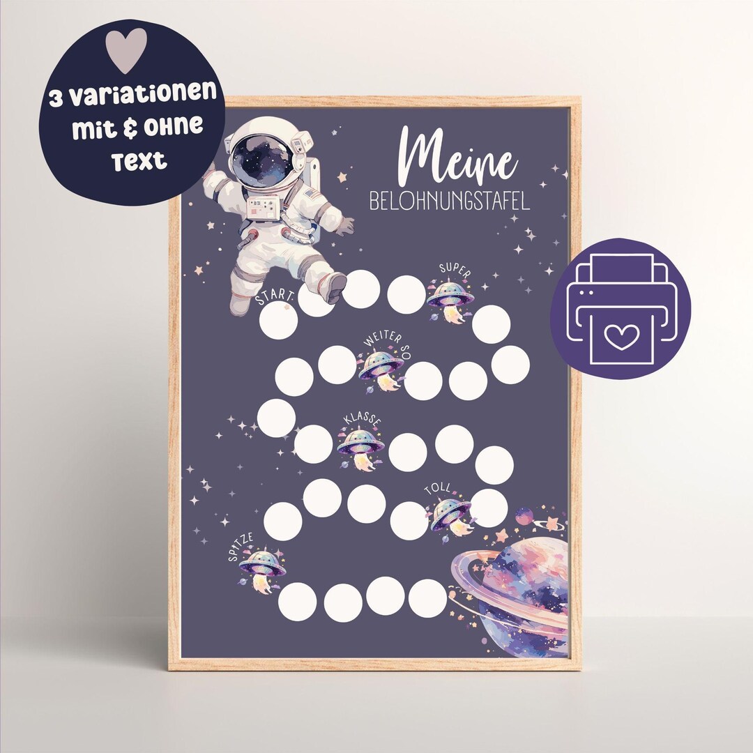 Astronaut Reward Chart for Kids | Space Progress Chart | Motivational ...