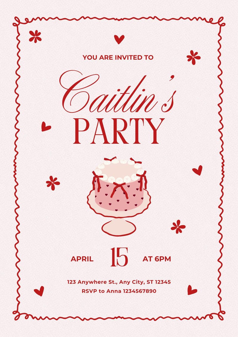 Birthday Invitation Digital Download Personalised Custom Invites Party ...