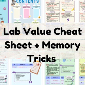 Lab Value Understood | Lab Value Cheat Sheet + Memory Tricks |10 Pages | Clinical | Nursing ...