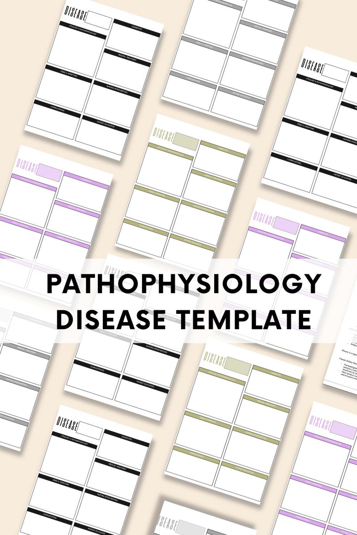 Pathophysiology Nursing Notes Template: Med-surg Study Sheet (printable ...