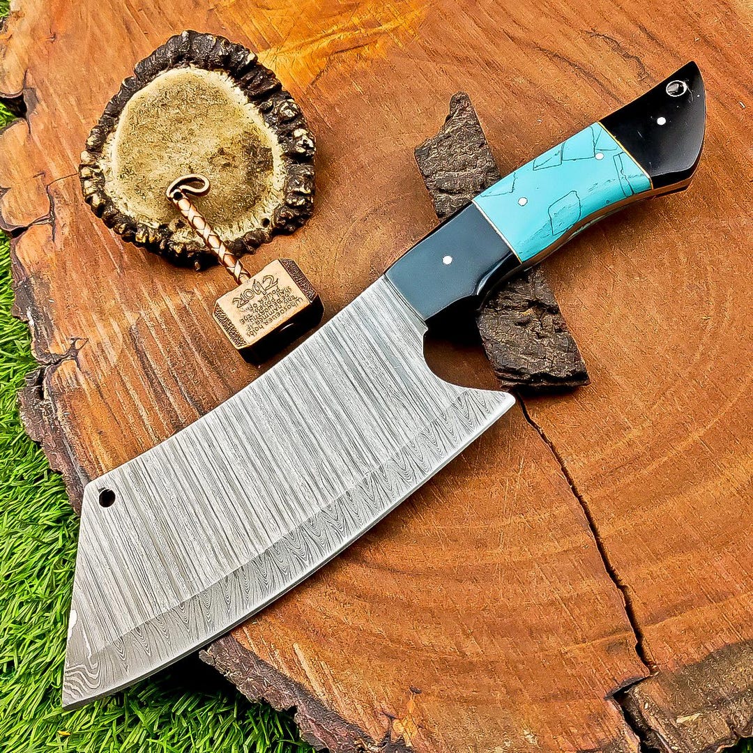 Damascus Steel Serbian Chopper Knife 11" | Full Tang Knife | Gift for ...