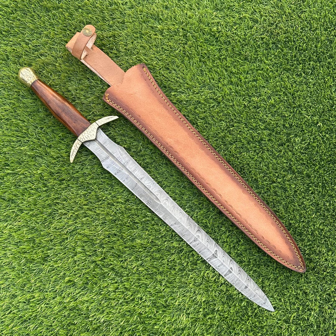 Handmade Damascus Steel Medieval Sword 22 Inch | Rosewood Handle ...