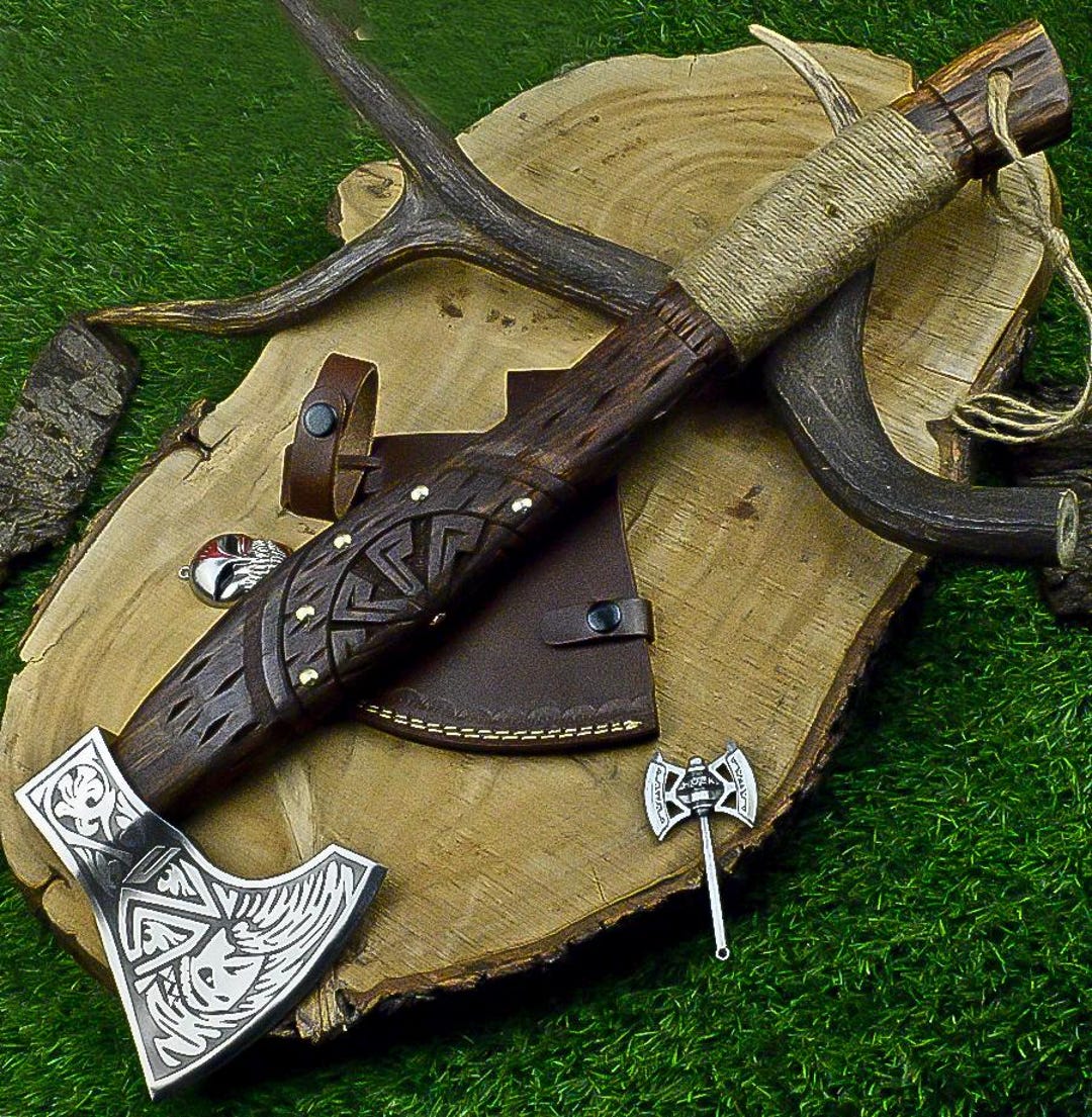 Hand-forged Viking Axe With Carbon Steel Blade, Premium Ashwood Handle ...