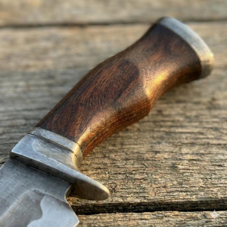 Hand Forged Sawtooth Hunting Knife | Bushcraft Survival Tool | Walnut ...