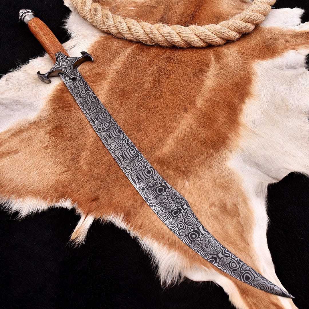 Handmade J2 Steel Tactical Scimitar Sword 25 Inch | Natural Wood Handle ...