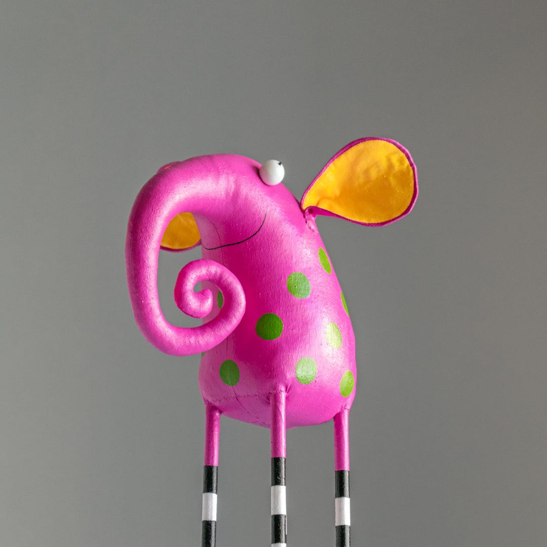 Handmade Big Pink Elephant Sculpture: Whimsical Home Decor - Etsy
