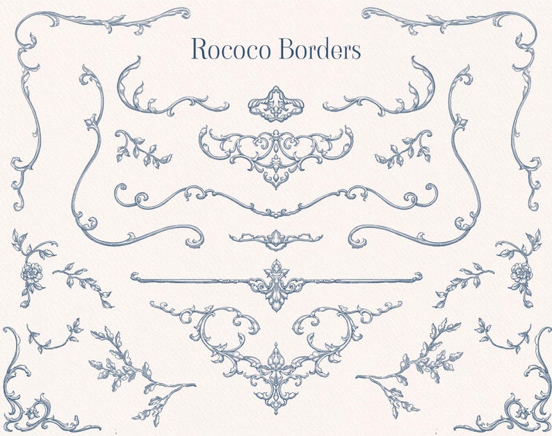 Rococo Floria PNG Vintage Clipart Borders, Chinoiserie, Old Money ...