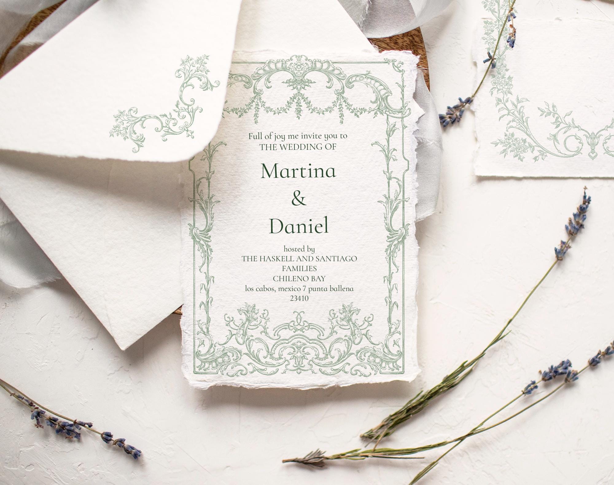 Rococo Vintage Border Clipart: Green Line Frames (PNG) Floral Borders ...